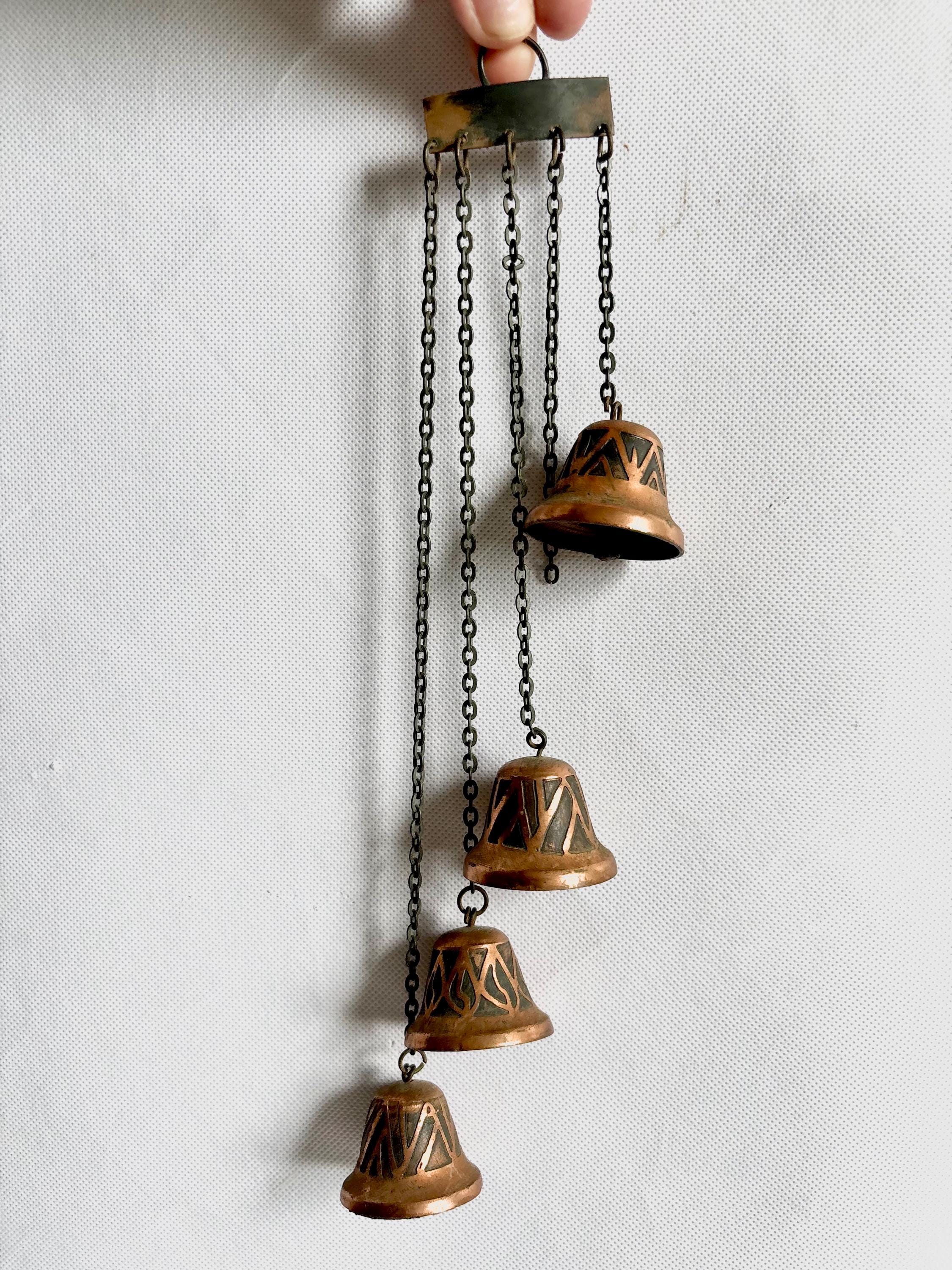 Vintage Sarna Metal Bell Set of 4 on Chains, Hanging Bells of Sarna ...