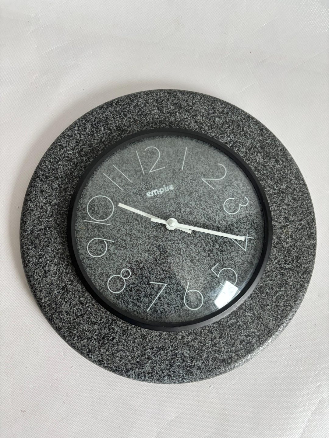 Vintage Empire 1980s Post-modern Gray and Black Faux Stone Wall Clock ...