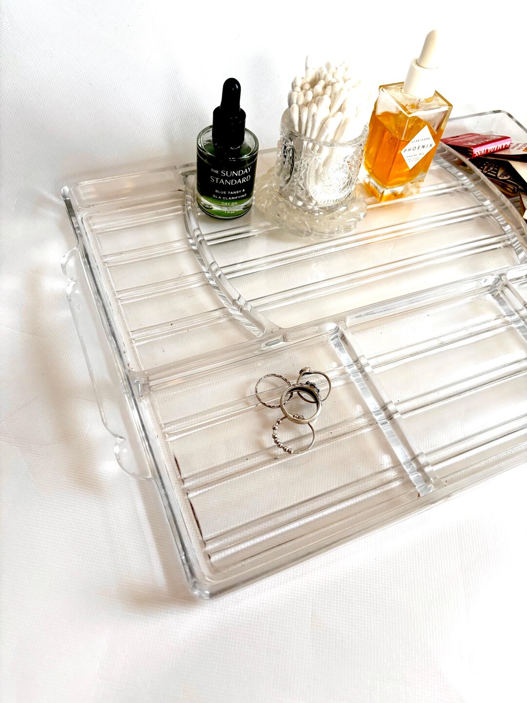 Vintage 1930s Sunbeam Glass Toaster Hostess Divided Tray / Glass Vanity ...