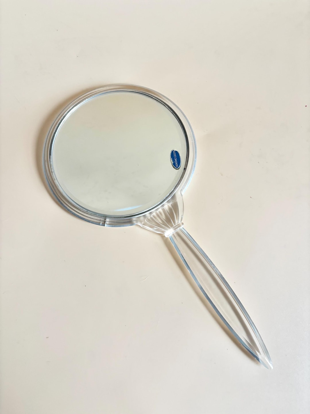 Vintage Genuine Lucite Hand Mirror | Clear Lucite Handheld Double Sided ...