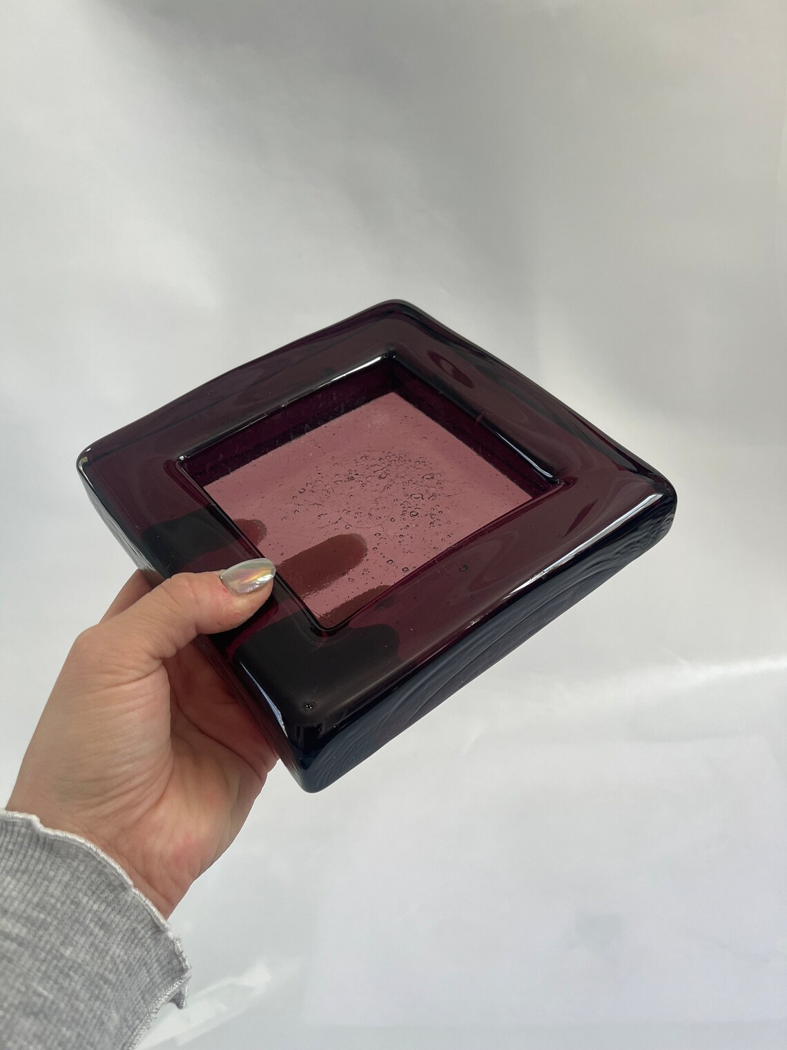 Vintage Blenko Square Art Glass Amethyst Ashtray 7 Inch Vintage Blenko ...