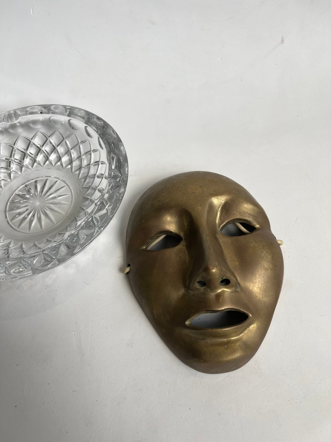 Vintage Brass Mask Face Wall-hanging - Brass Theatrical Face - Solid ...