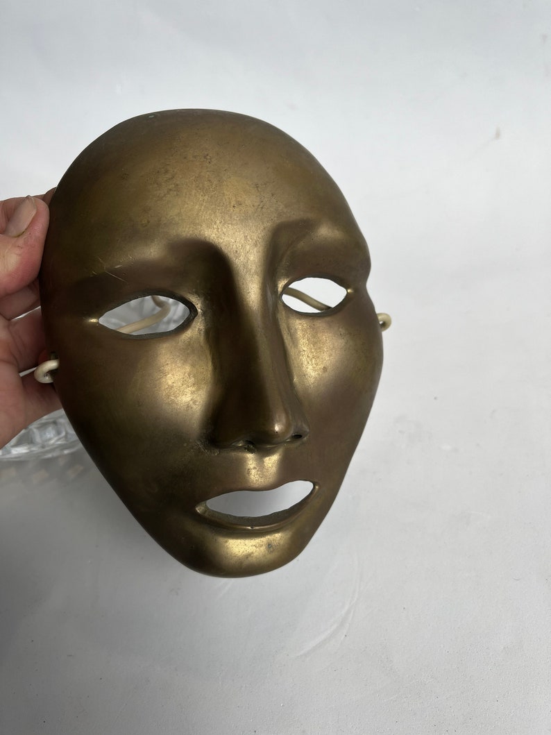 Vintage Brass Mask Face Wall-hanging - Brass Theatrical Face - Solid ...
