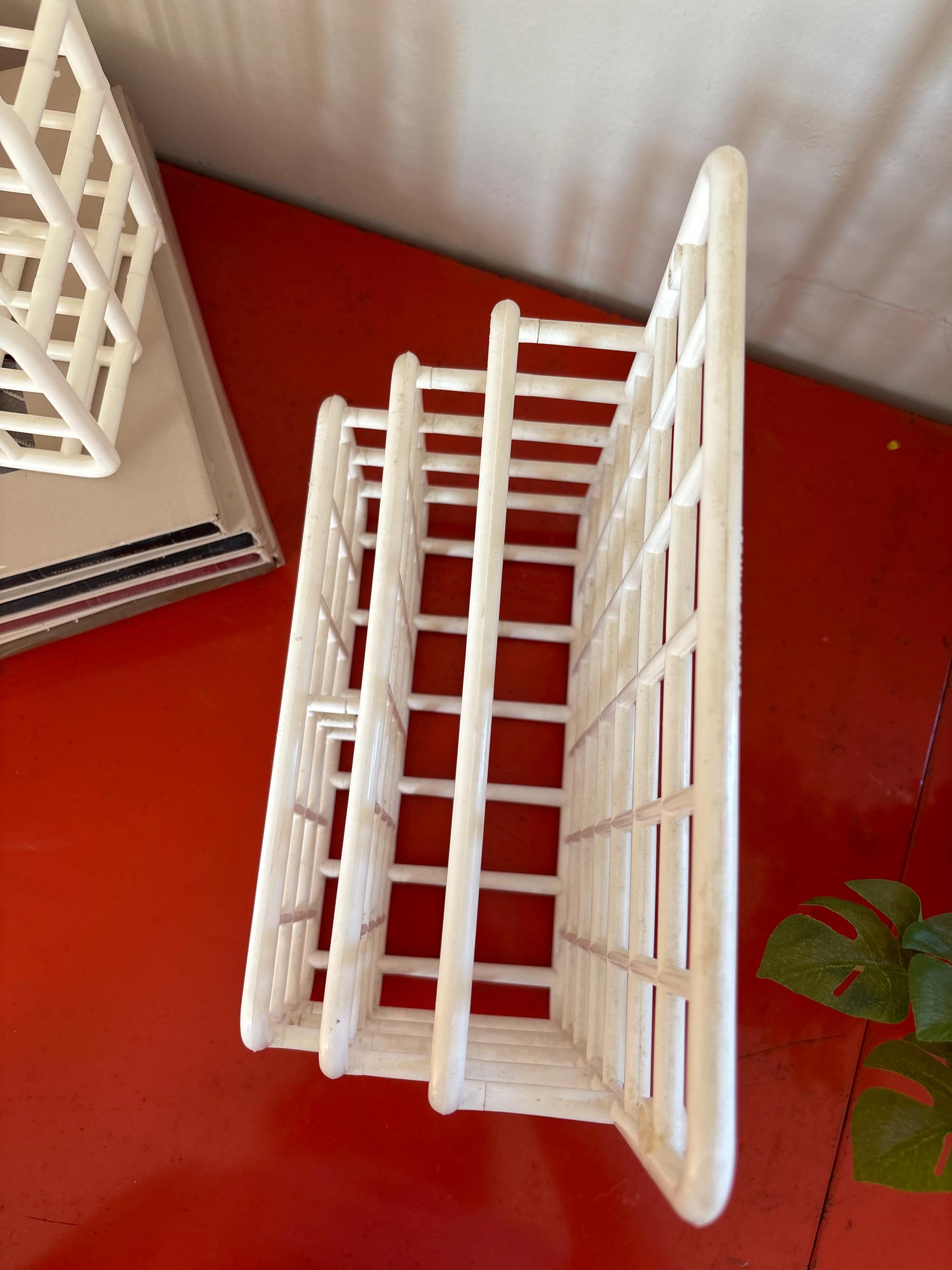 Pair / Two Vintage Yaffa 80s Plastic Modular Grid White Yaffa ...