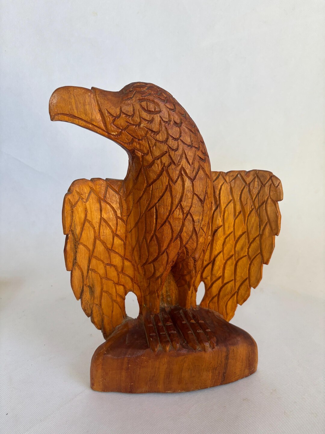 Huge Vintage Folk Art Hand Carved Wooden Bald Eagle Sculpture - Large ...