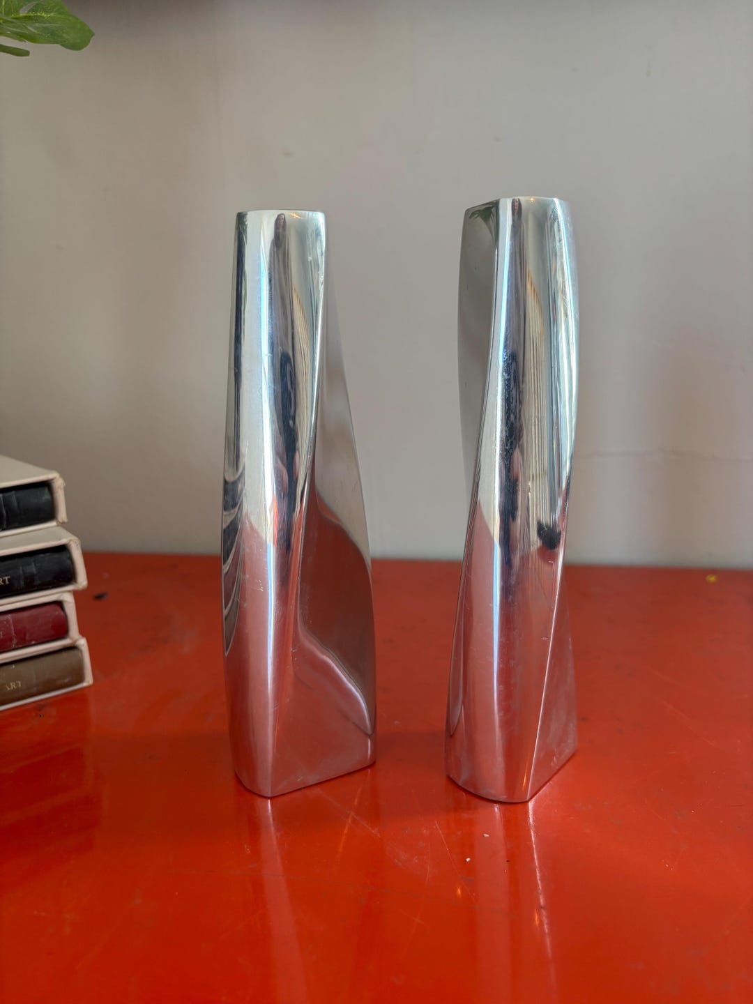 Vintage Set of Two Postmodern Nambe Twist Candlesticks by Fred Bould ...