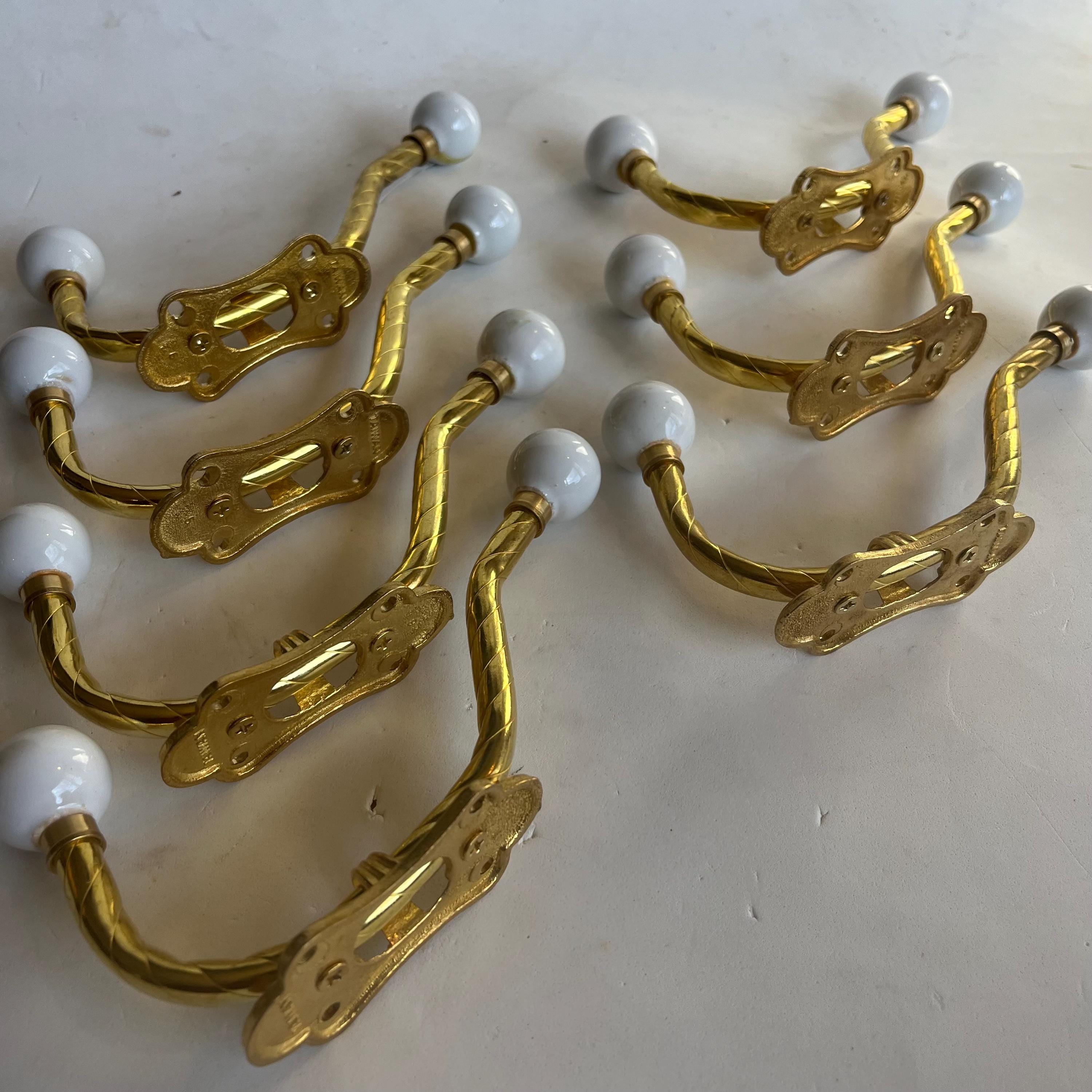 Vintage Brass Coat Hooks With White Porcelain Ceramic Ball Ends Brass ...