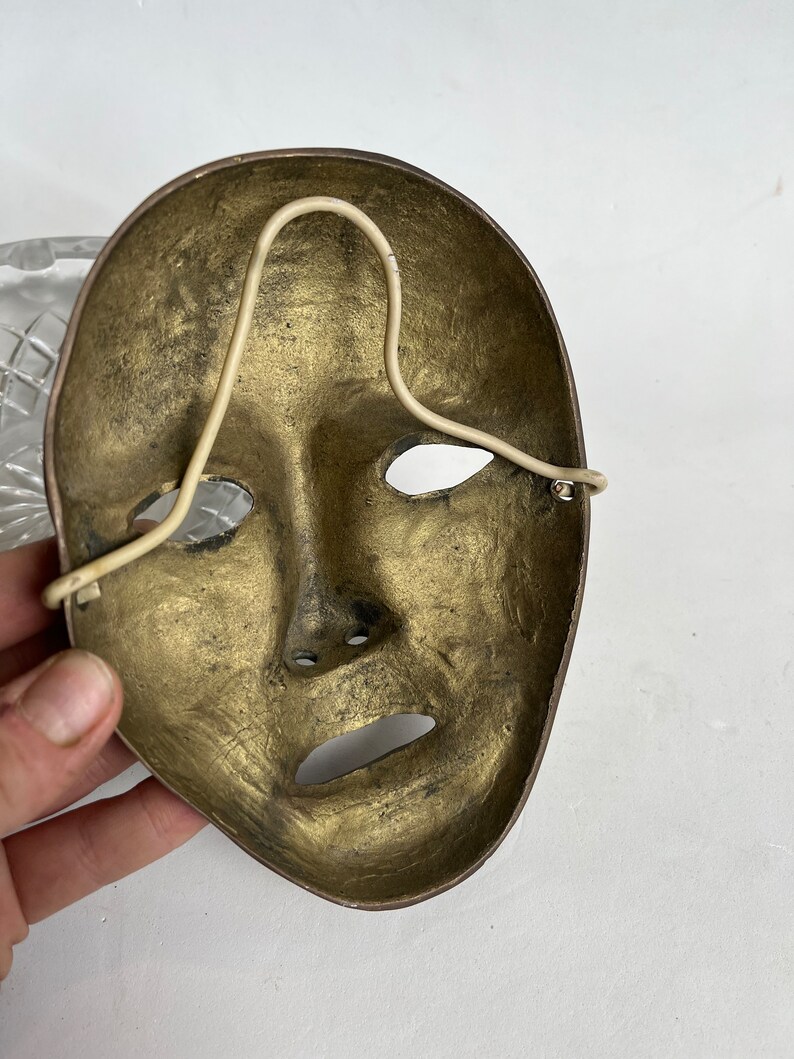 Vintage Brass Mask Face Wall-hanging - Brass Theatrical Face - Solid ...