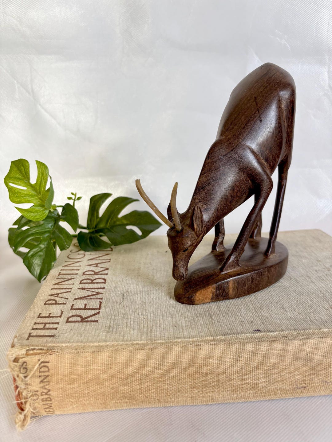 Vintage African Hand Carved Mubanga Wood Gazelle Figurine / Antelope ...