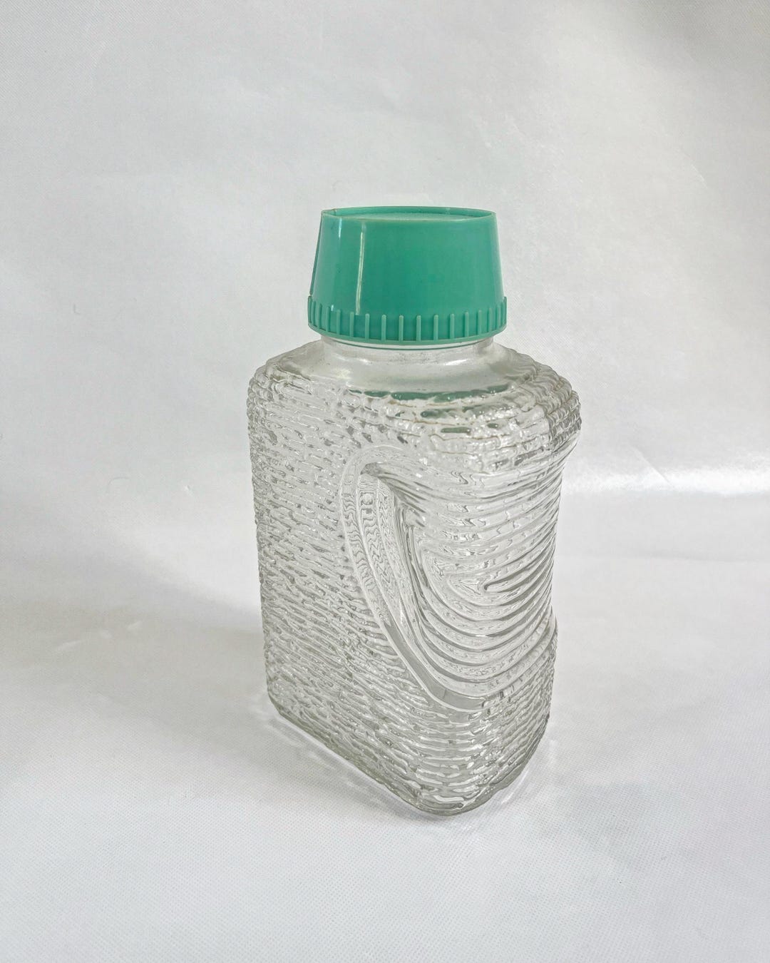 Vintage Textured Glass Refrigerator Bottle With Hand Grip, Aqua Blue ...