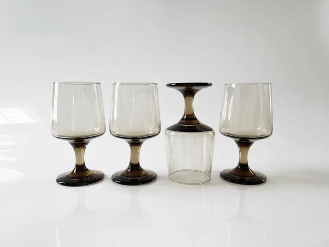 Set of 4 Libbey Tawny Accent Large Water Goblets, Set of Four Wine ...