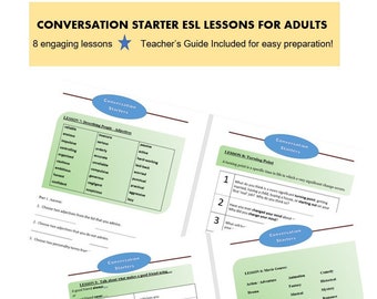 Printable ESL English Lessons Bundle Conversation Starters - Etsy
