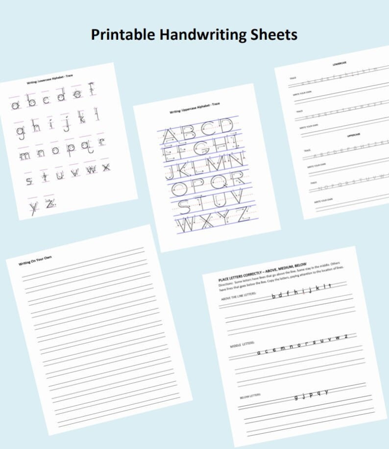 Handwriting Practice Worksheets, Letter Placement, Middle School to ...