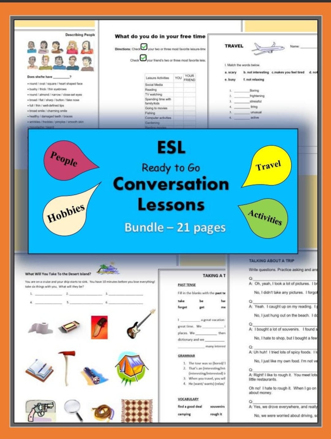 ESL Conversation Starters Printable Activities Worksheets Lessons - Etsy