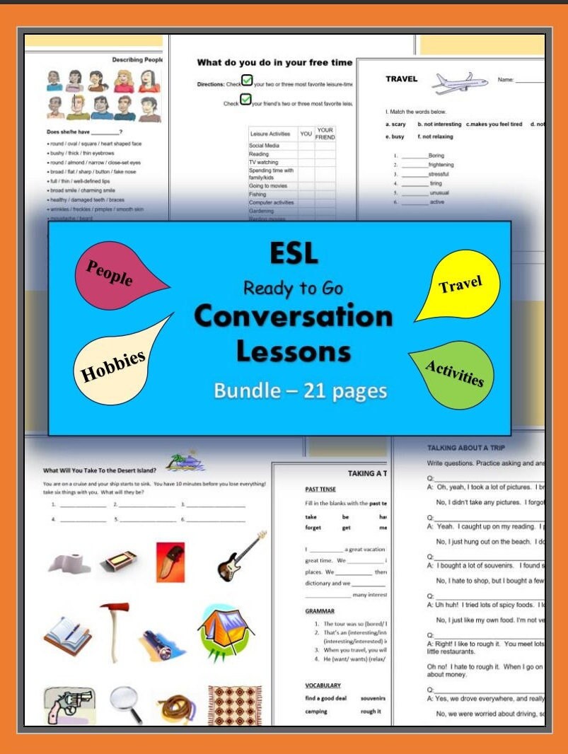 ESL Conversation Starters Printable Activities Worksheets Lessons - Etsy