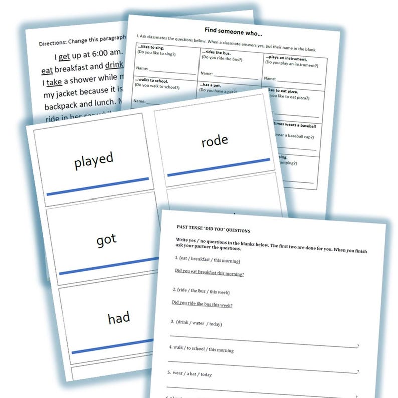 Past Tense Verbs Activities Bundle for ESL ELL Language Arts - Etsy