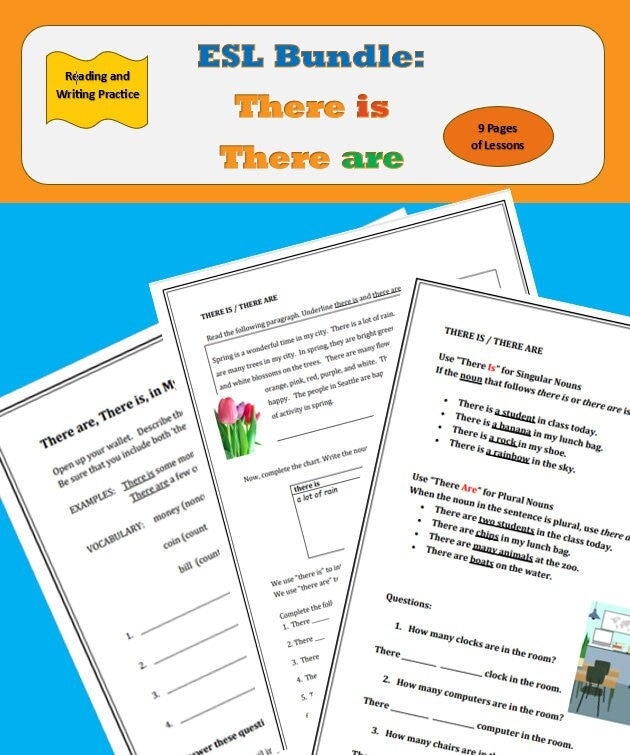 ESL ELL "there Is" and "there Are" Printable Lessons, 9-pages - Etsy