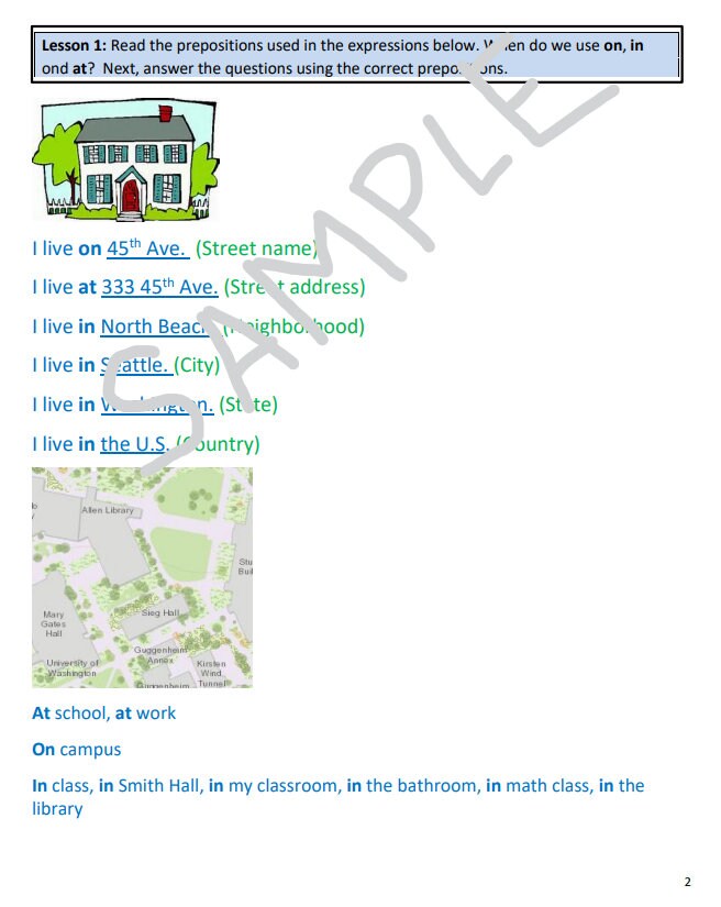 ESL English Preposition Activities Kid Through Adult Printable PDF - Etsy