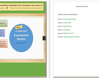 Printable ESL Lessons Bundle Conversation Starters - Etsy