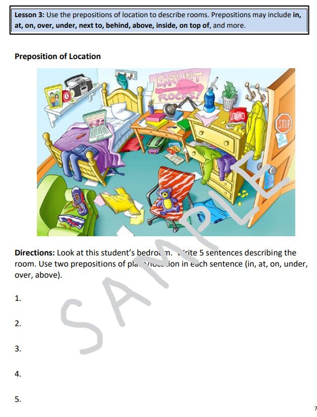 ESL English Preposition Activities Kid Through Adult Printable PDF - Etsy