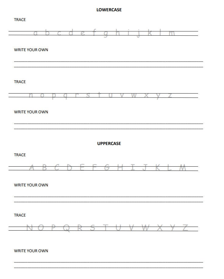 Printable Handwriting Worksheets 11 Pages (letters, Placement of ...