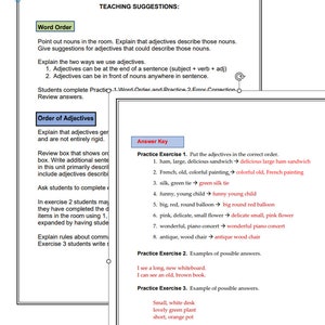 ESL English Printable Using Adjectives and Describing Writing Grammar ...