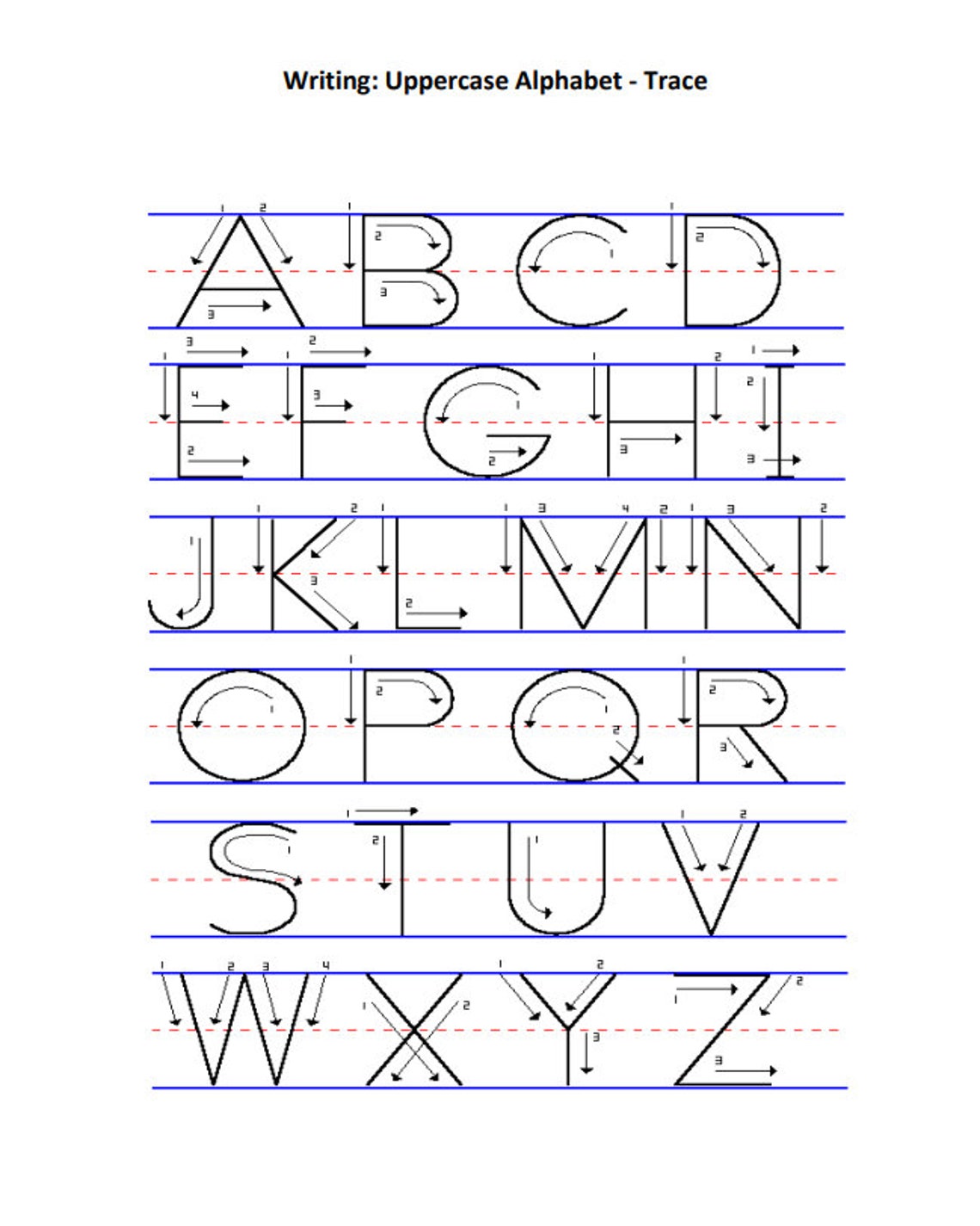 Printable Handwriting Worksheets 11 Pages (letters, Placement of ...