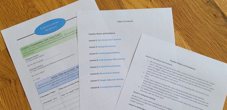 Printable ESL Lessons, Bundle, Conversation Starters, Vocabulary ... Printable ESL Lessons, Bundle, Conversation Starters, Vocabulary ...