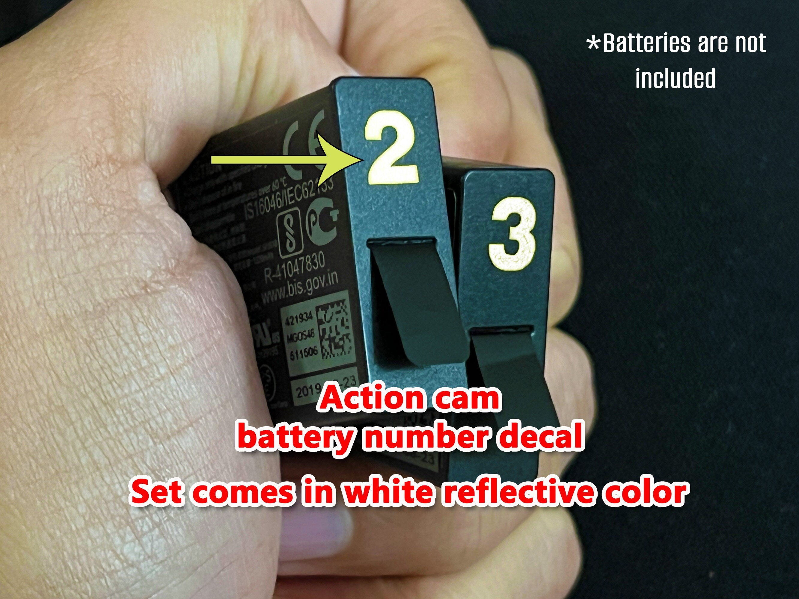 Gopro Battery Numbering Decal Set | DJI | Action Camera | Reflective ...