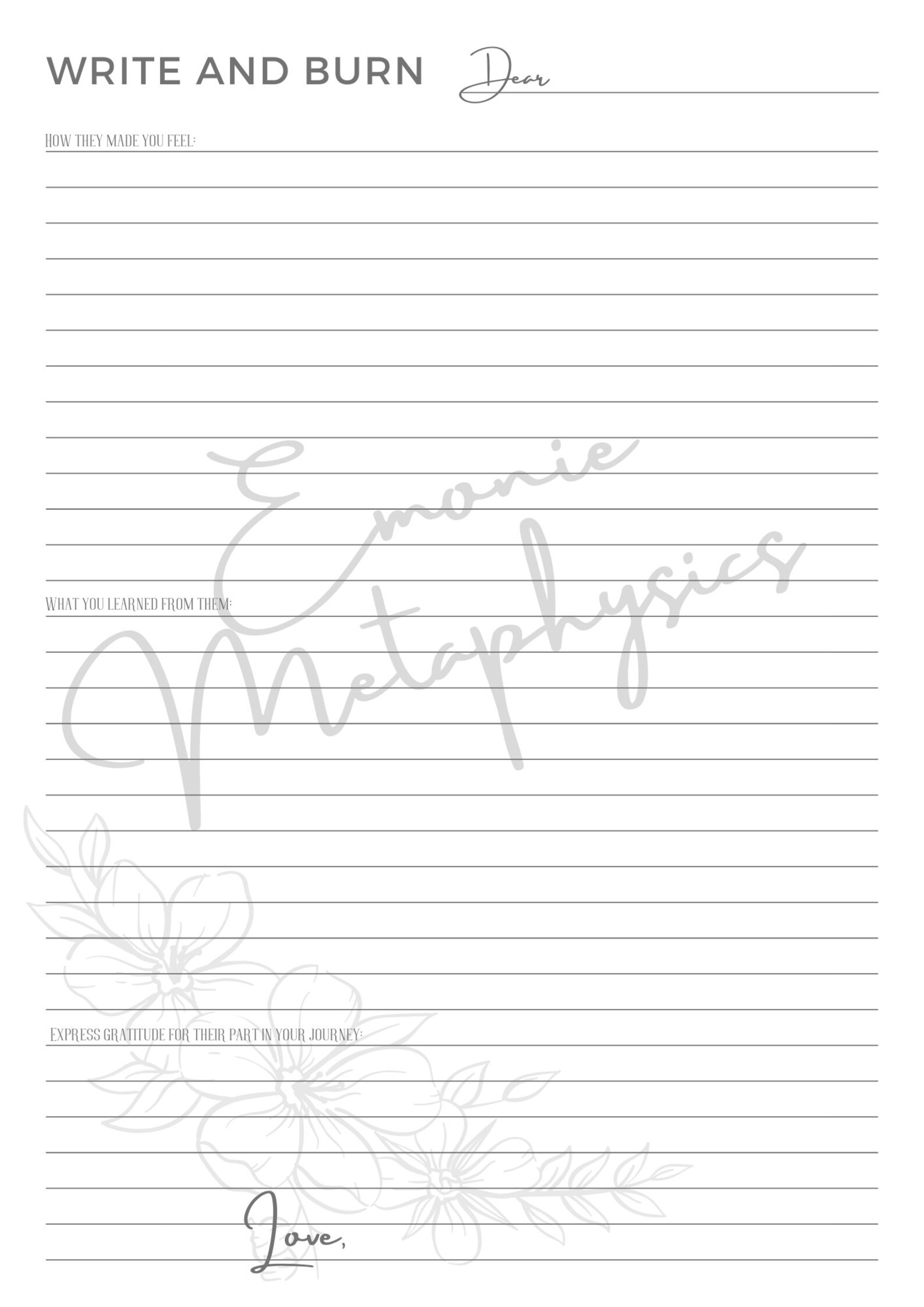Printable Journal Page | Write and Burn Page | DIY Day Planner ...