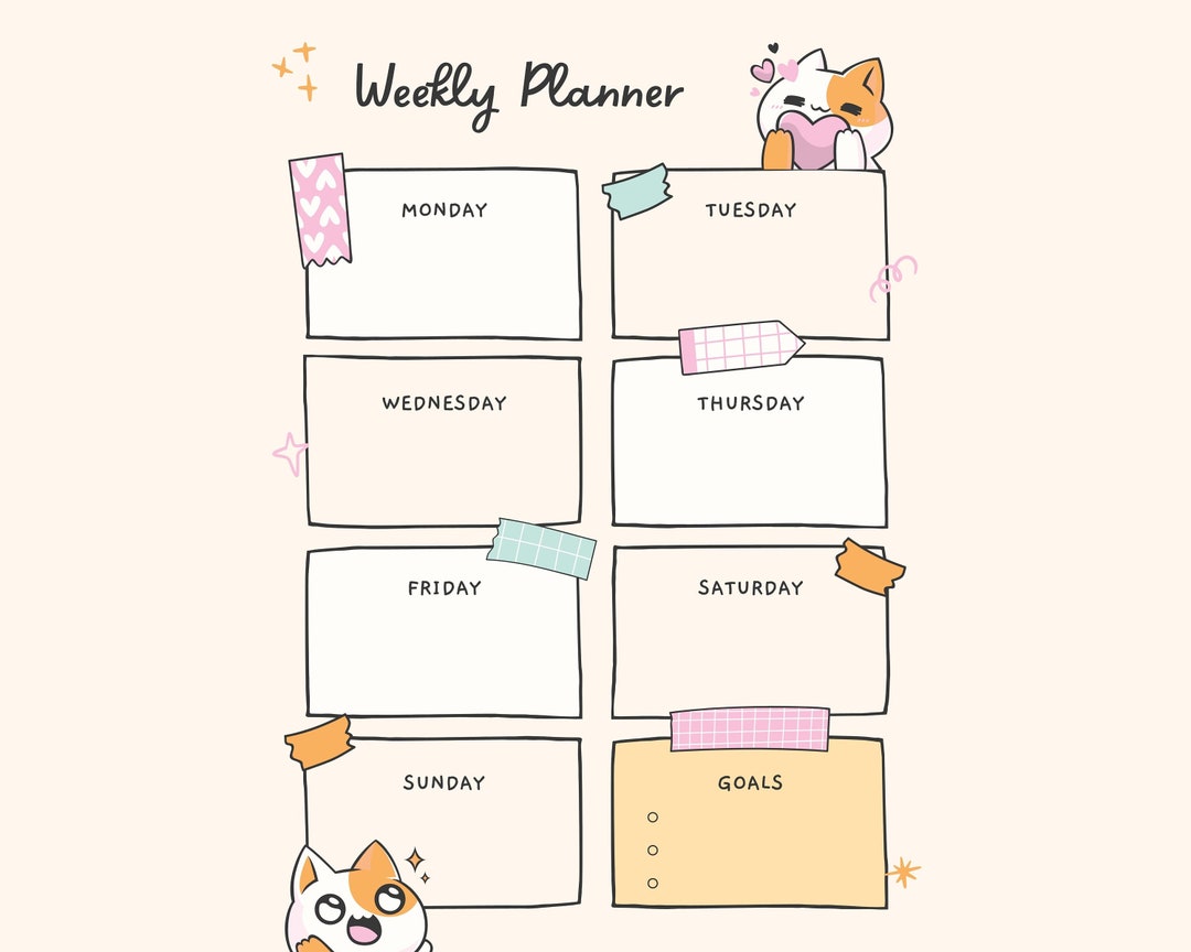Weekly Planner, Digital Planner for Students, Work Planner, Printable ...