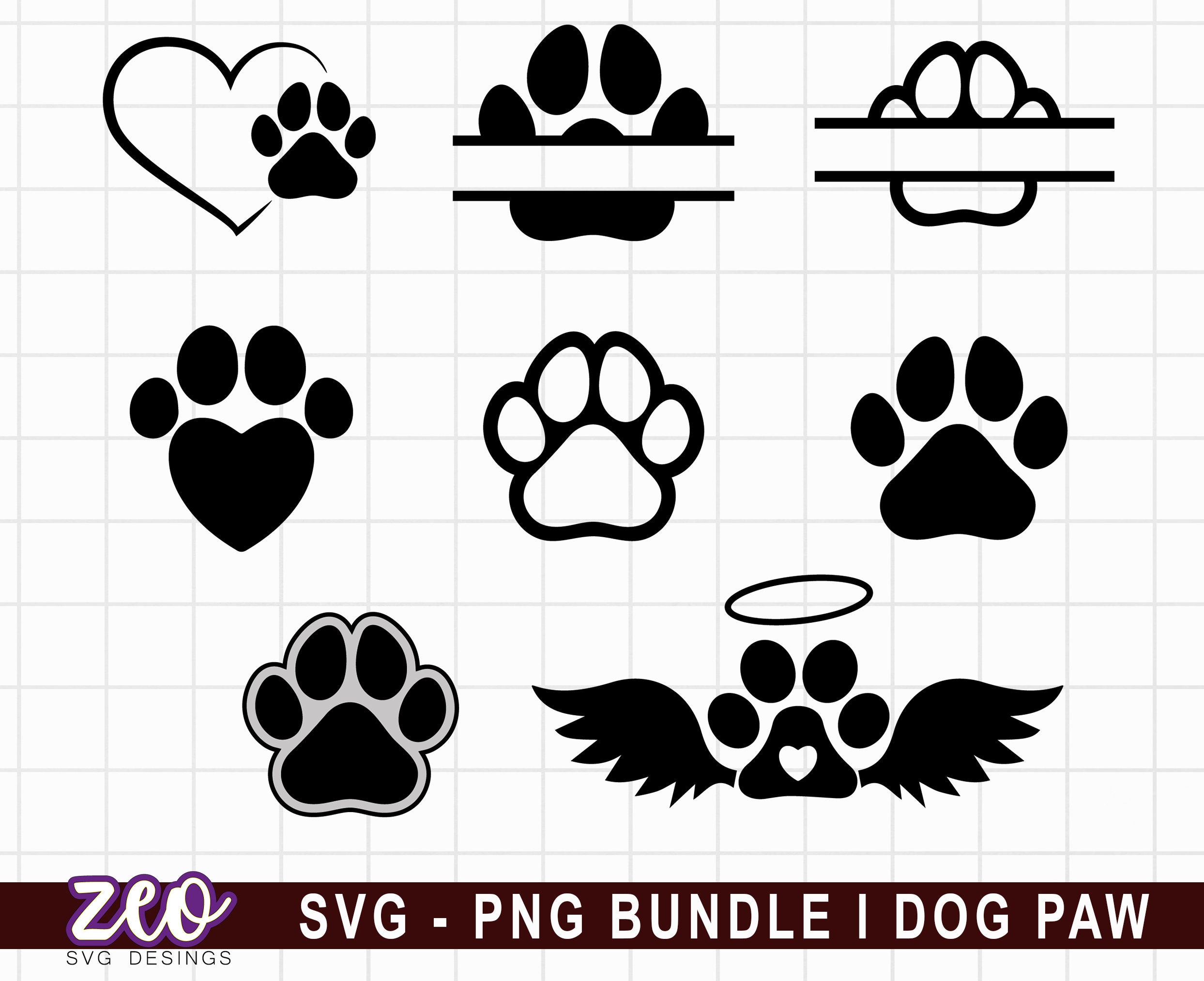 Dog Paw Print SVG Bundle Paw print SVG Animal Paws Dxf Paw - Etsy México