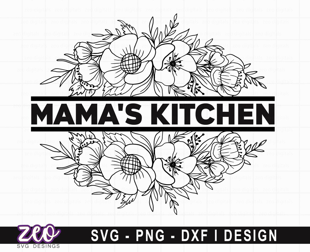 Flower Split Frame SVG, Kitchen Split Frame SVG, Split Floral PNG, Svg ...