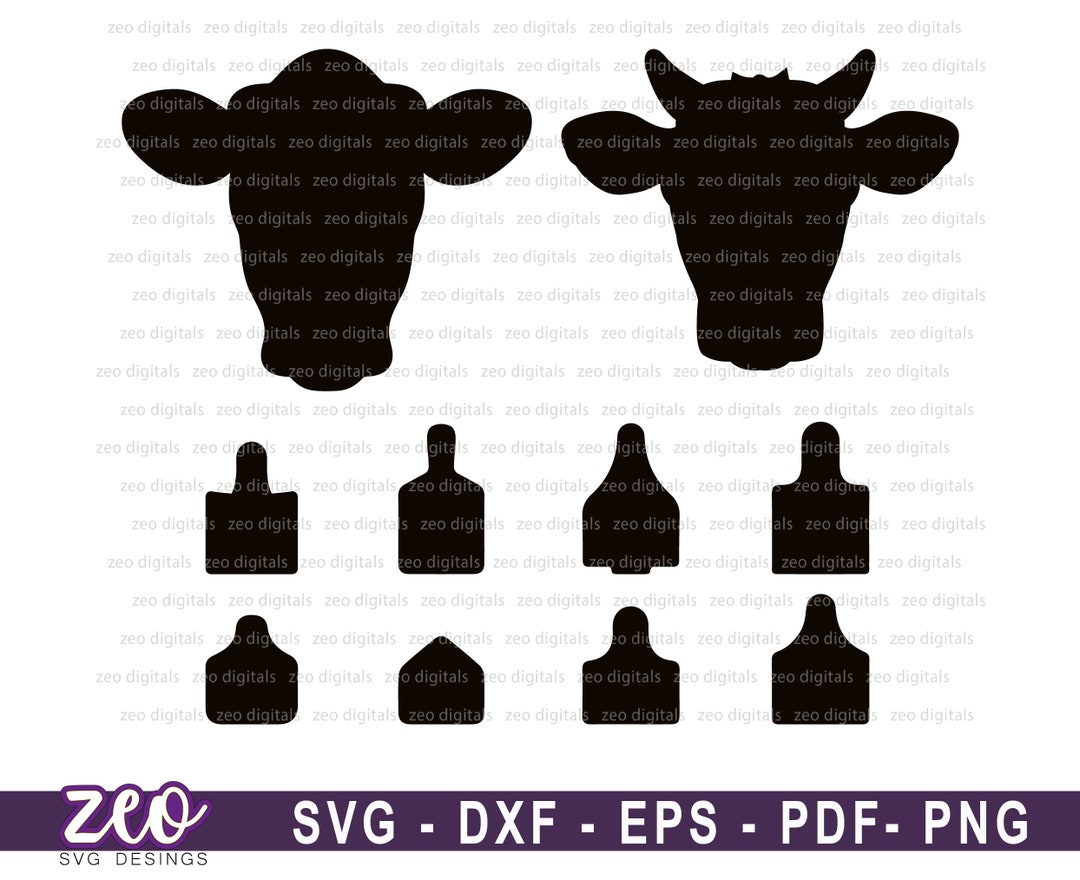Ear Tag and Cow Head SVG L Bull Head SVG L Ear Tag SVG L Vector Tag Cow ...