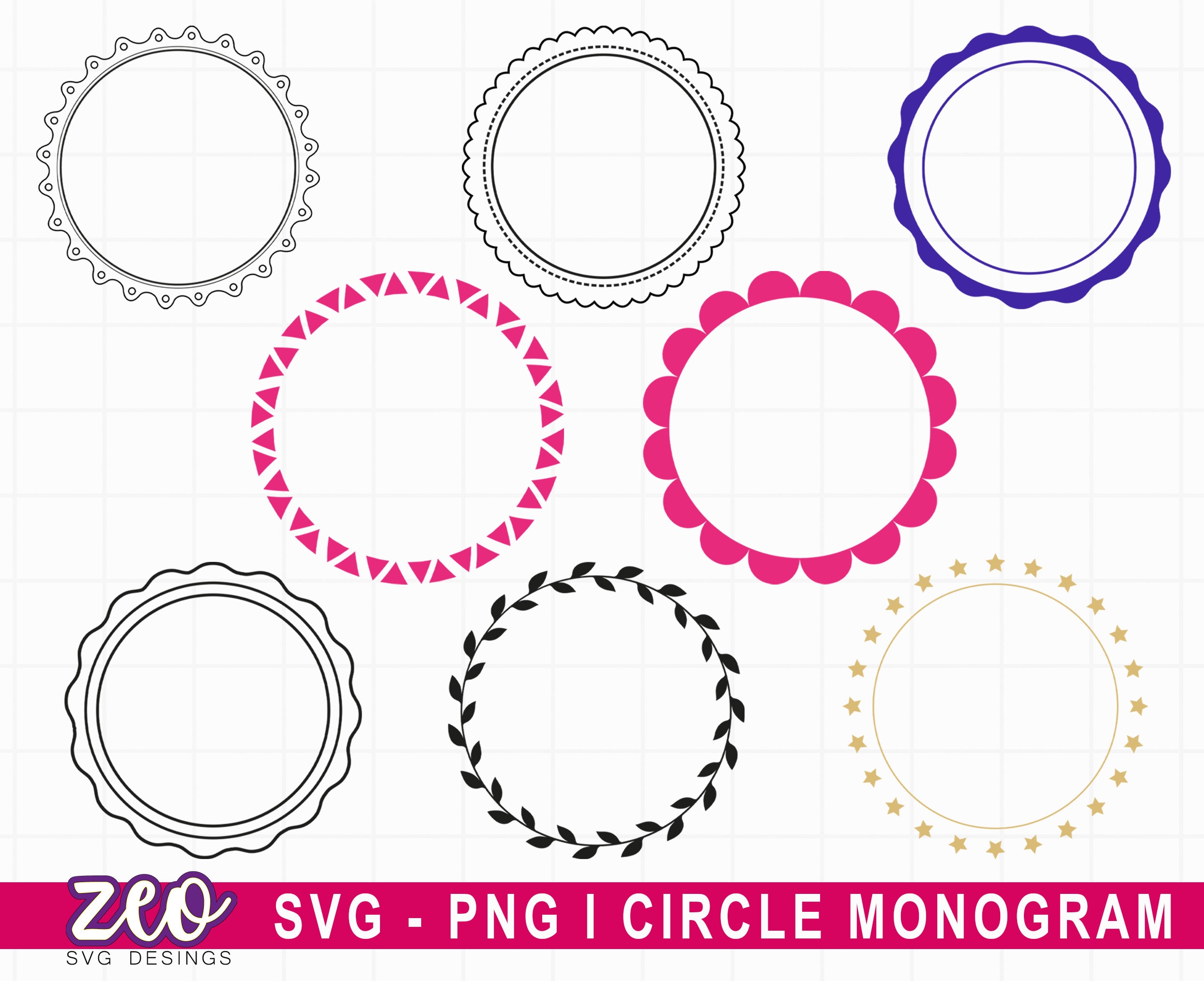 Monogram Bundle SVG Files Sublimation Monogram Frames - Etsy
