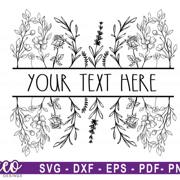 Floral Border Split Svg - Etsy