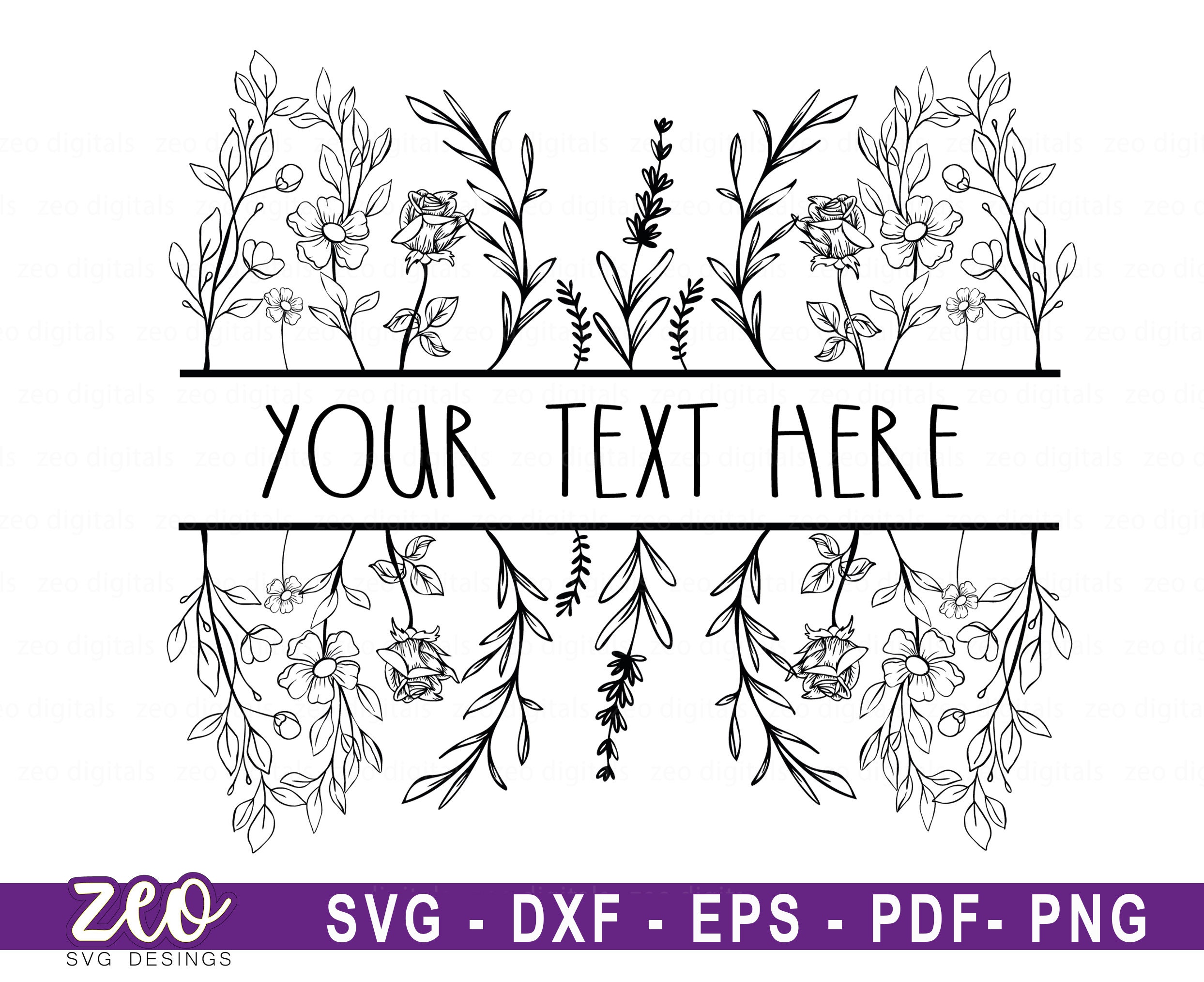 Floral Split Frame SVG, Flower Split Monogram SVG Files, Clipart Files ...