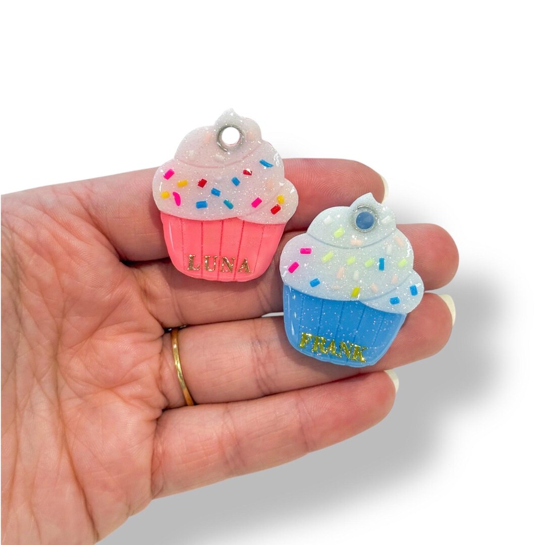 Custom Cupcake Resin Dog Tag, Resin Dog Tag, Design Your Own Dog Tag ...