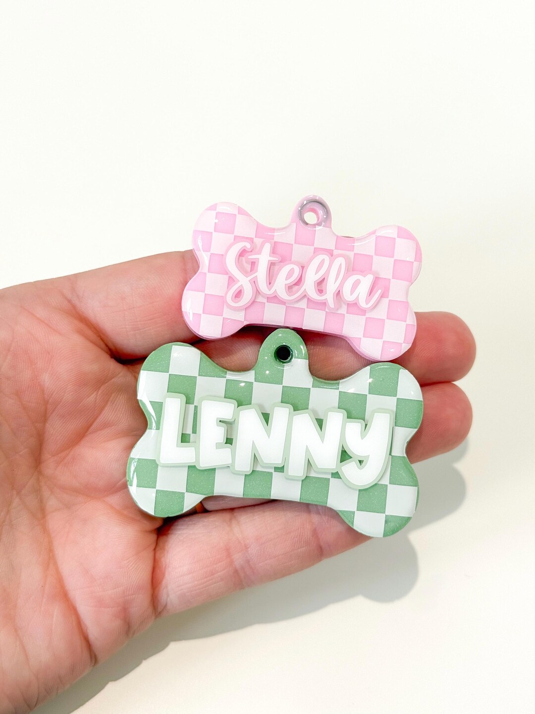 Custom Checkered Resin Dog Tag, Design Your Own Dog Tag, Custom Pet ID ...