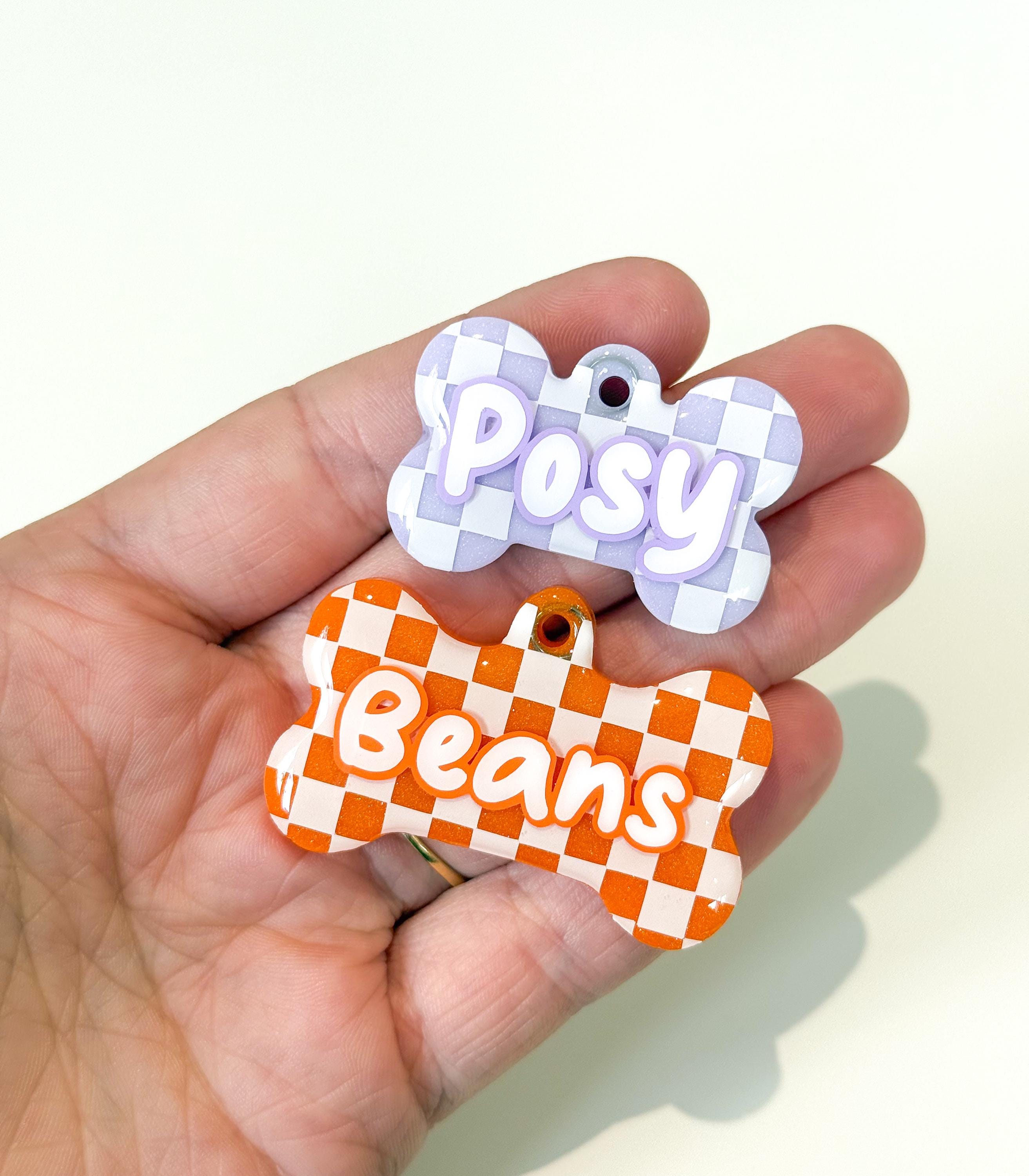 Custom Checkered Resin Dog Tag, Design Your Own Dog Tag, Custom Pet ID ...
