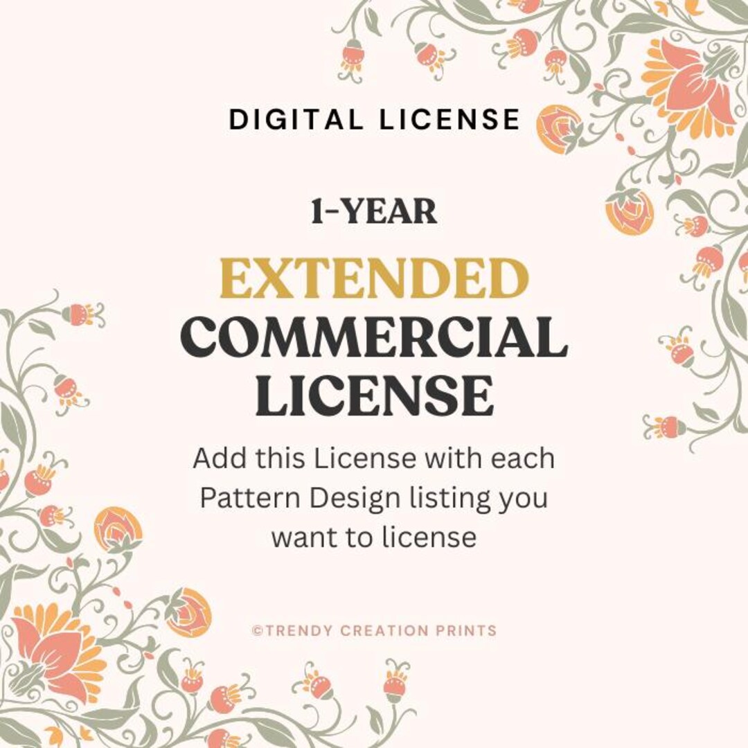 EXTENDED Commercial License, Seamless Pattern License, Standard License ...