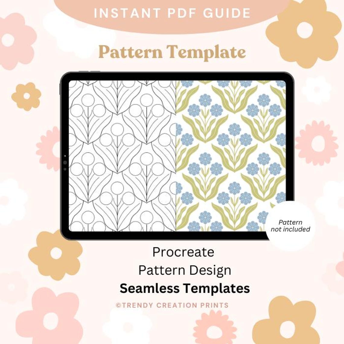 Design Template for Procreate App, Seamless Template, Tools for ...