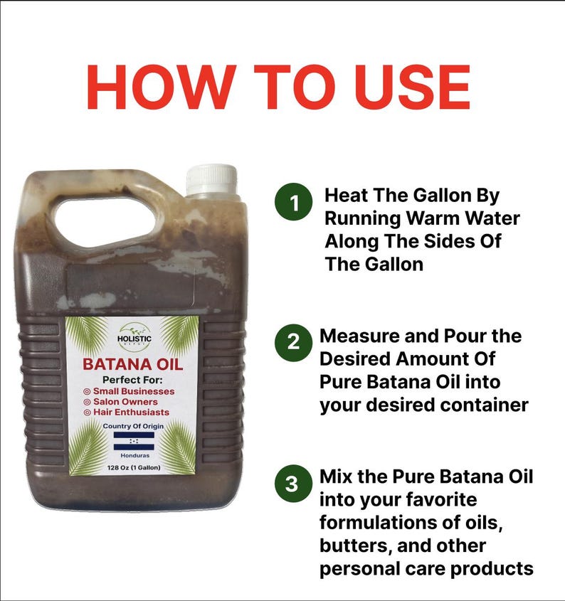 Pure Batana Oil - 1 Gallon Size Bulk (128 Oz - 8LB) - Holistic Depot - Etsy