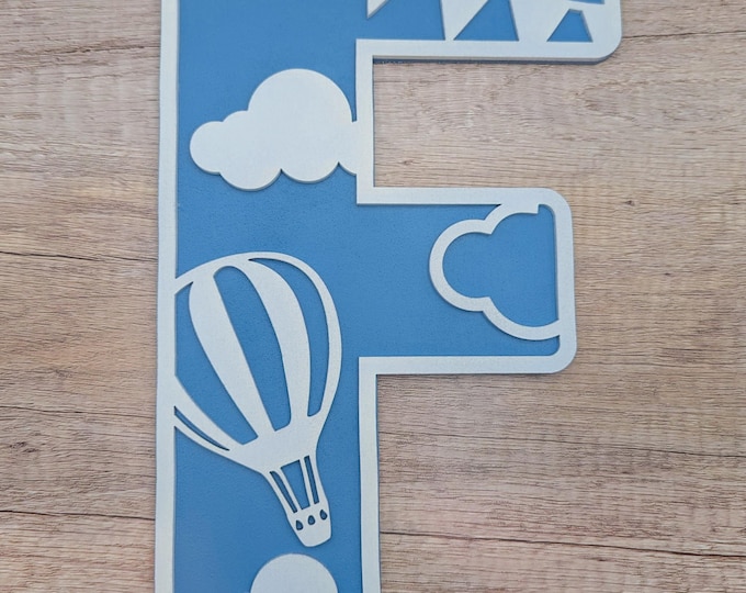 Personalized Hot Air Balloon Letter: Laser Cut Wood Name - Etsy