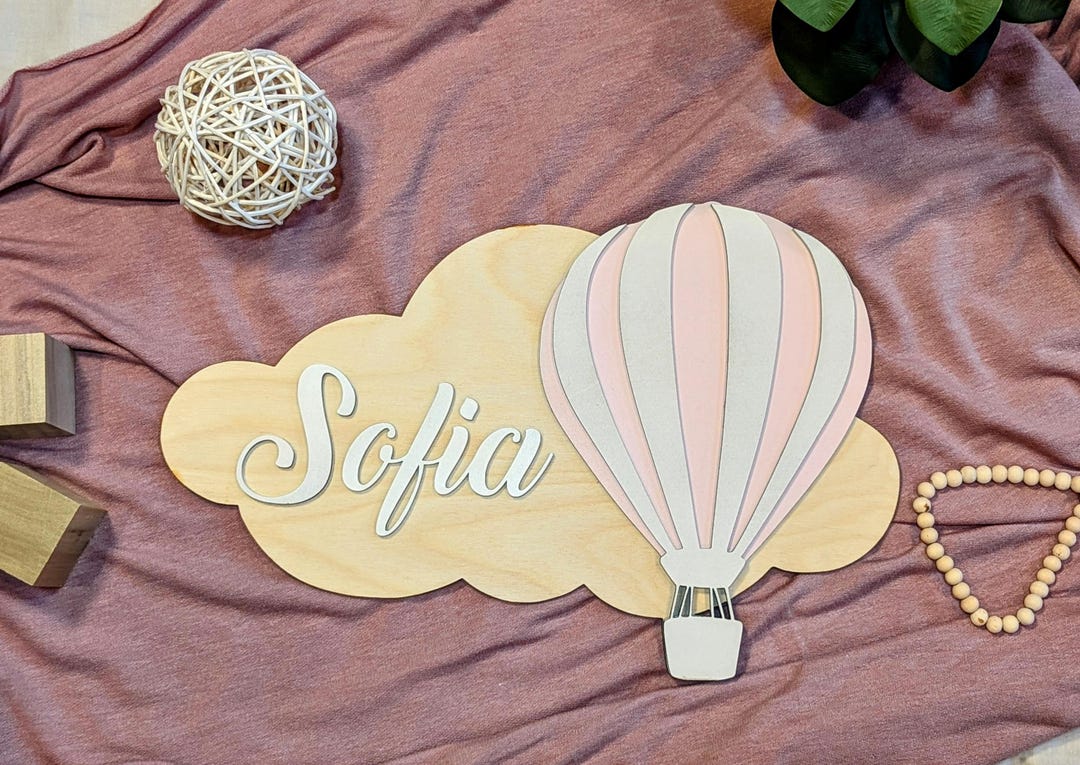 Hot Air Balloon Name Sign, Custom Hot Air Balloon Sign, Hot Air Balloon ...