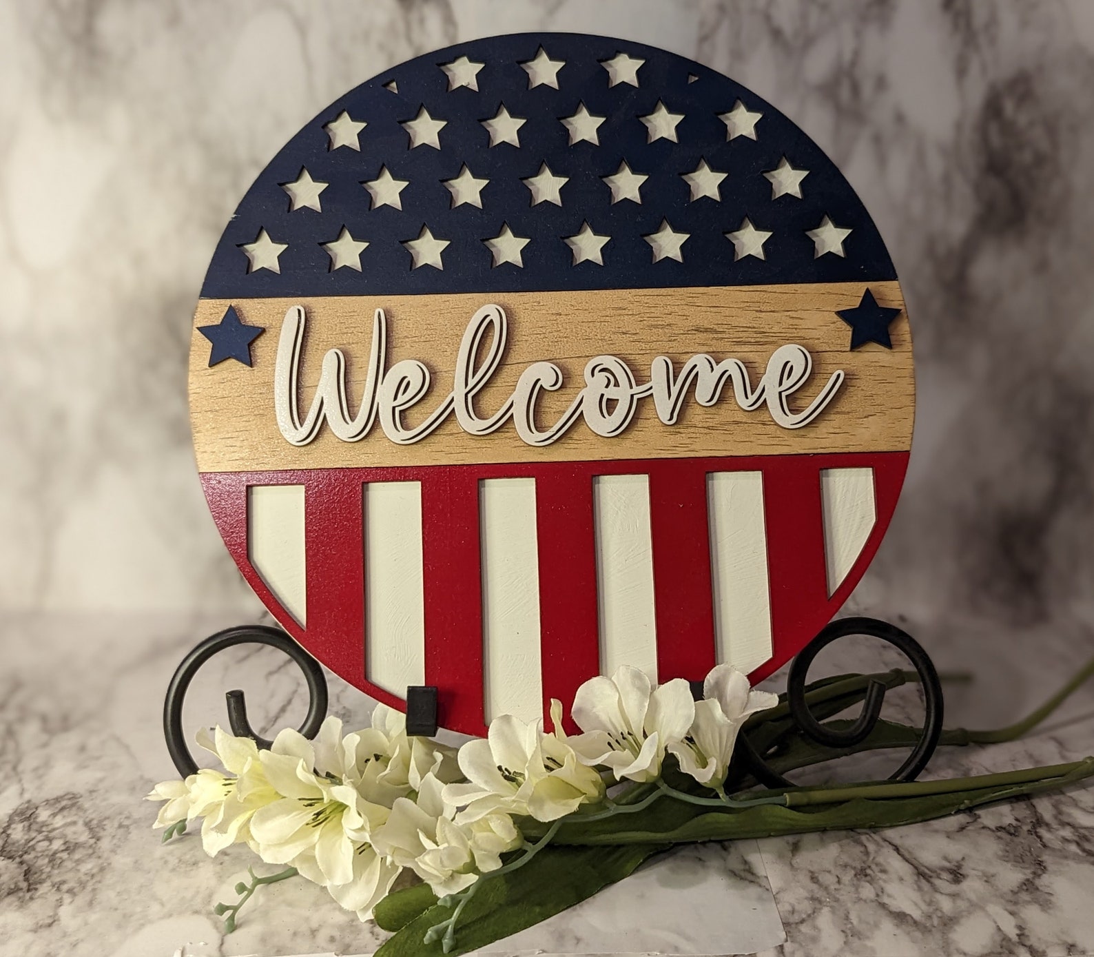 Welcome Sign, Patriotic Welcome Sign, Flag Welcome Sign, 4th of July ...