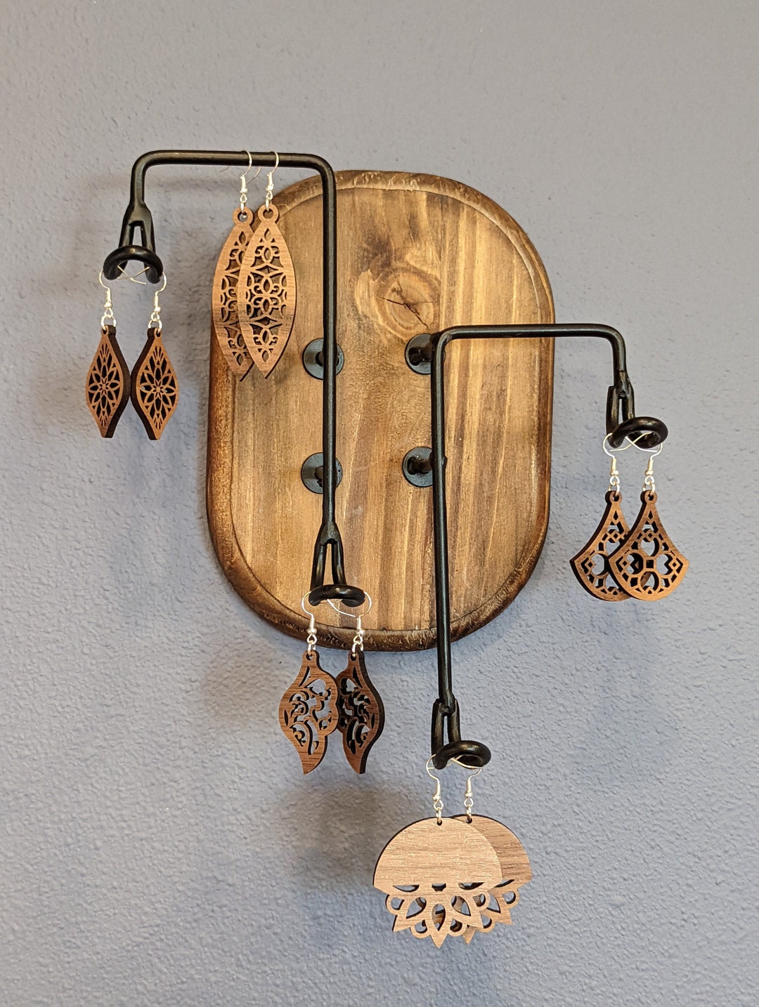 Handmade Wooden Earrings, Laser Cut Wood Earrings, Lightweight Wood ...