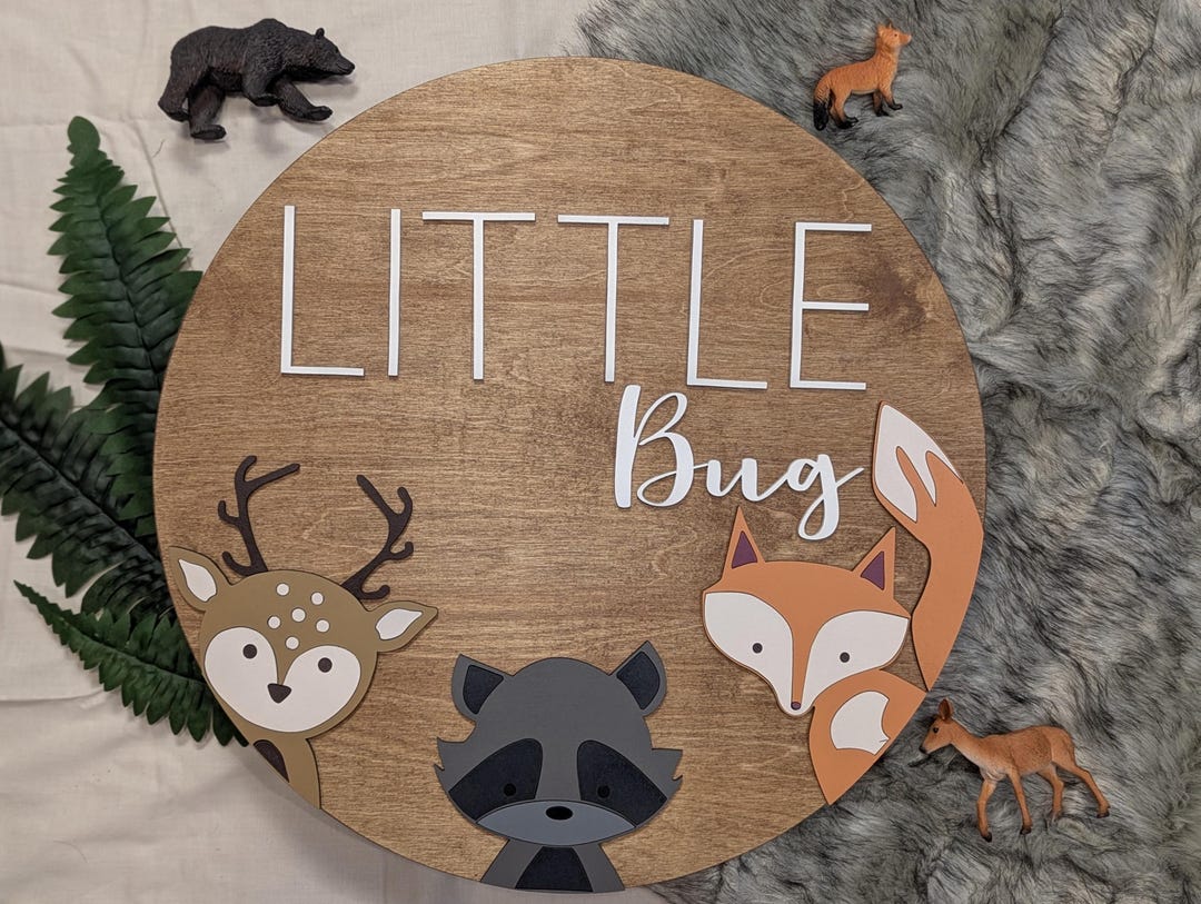 Custom Nursery Sign, Personalized Woodland Creatures Sign, Woodland ...