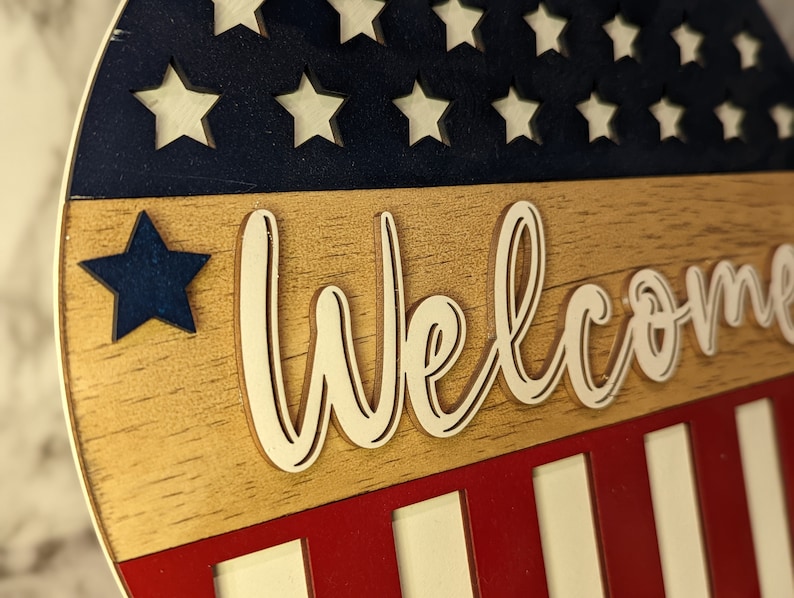 Welcome Sign, Patriotic Welcome Sign, Flag Welcome Sign, 4th of July ...