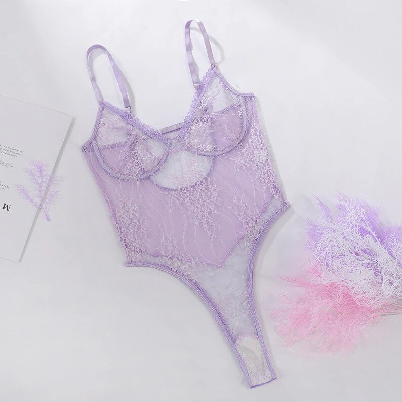 Violet Mesh Lace Bodysuit Transparent Bodysuit - Etsy